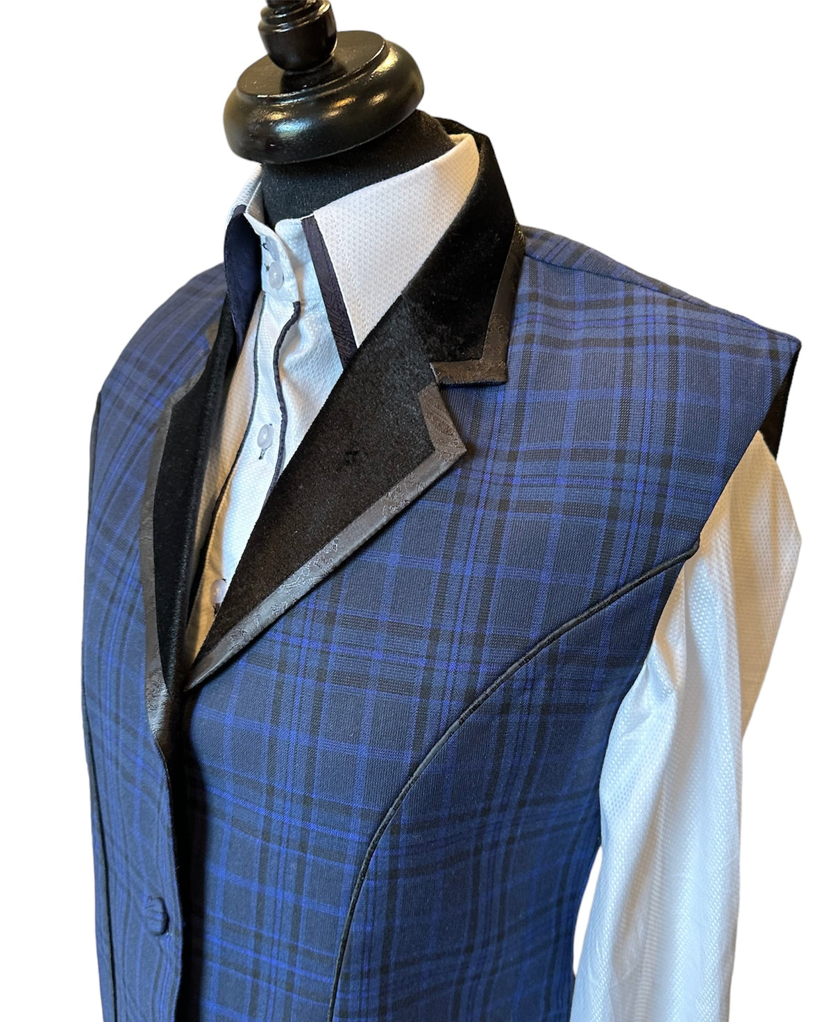 Western Vest Navy, Black and Blue Plaid | Huntress Riding Apparel