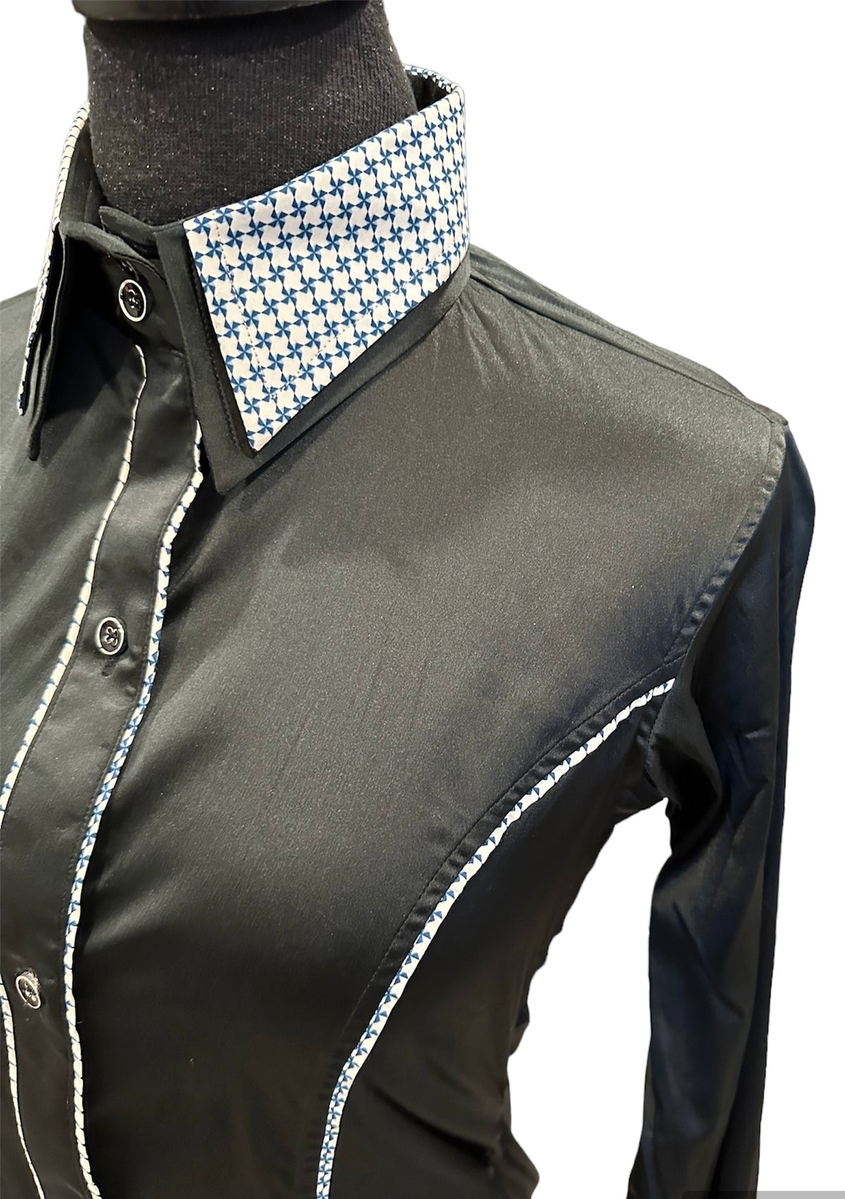 Stretch Stain Ranch Shirt. Black with pinwheel design | Huntress Riding ...