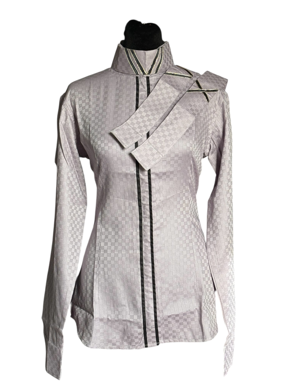 English show shirt, lavender mini box fabric code N324A “Hidden Zipper ...