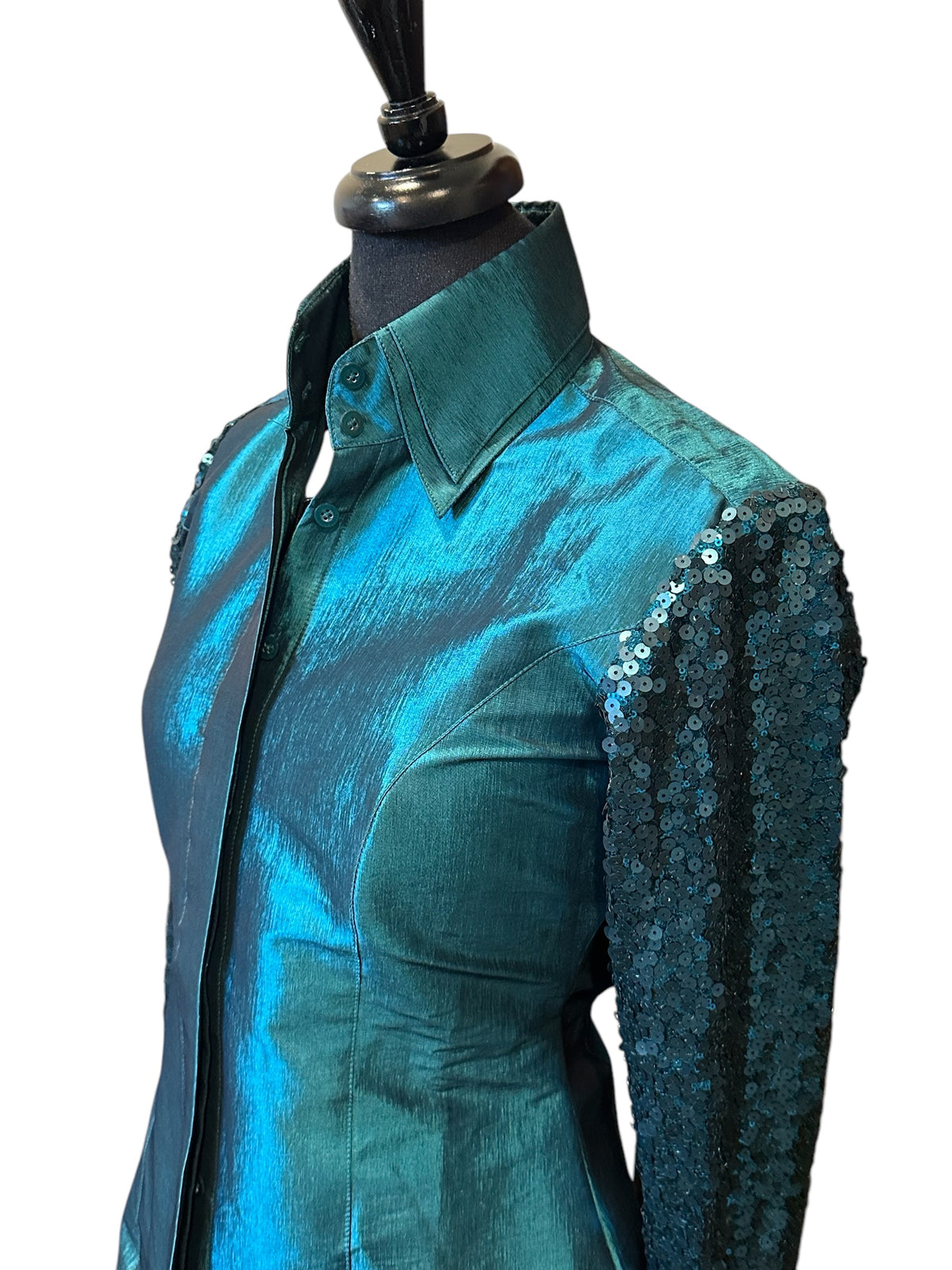 Western Stretch Satin Hidden Zipper with Sheer Arm – Huntress Riding ...