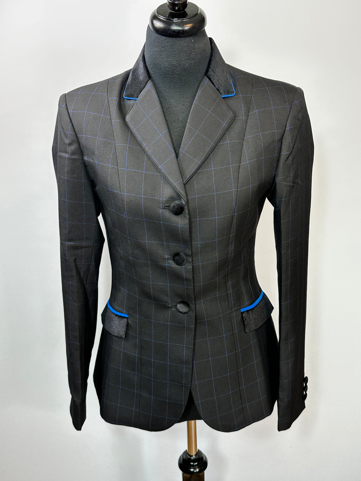 English Show Coat Black and Royal Blue Windowpane Fabric Code R135 ...